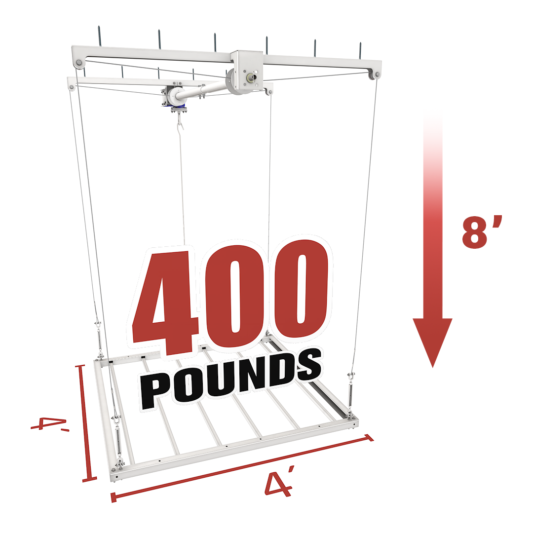 8 Ft Retractable 4x4 Overhead Garage Storage Rack | Ceiling SAM ...