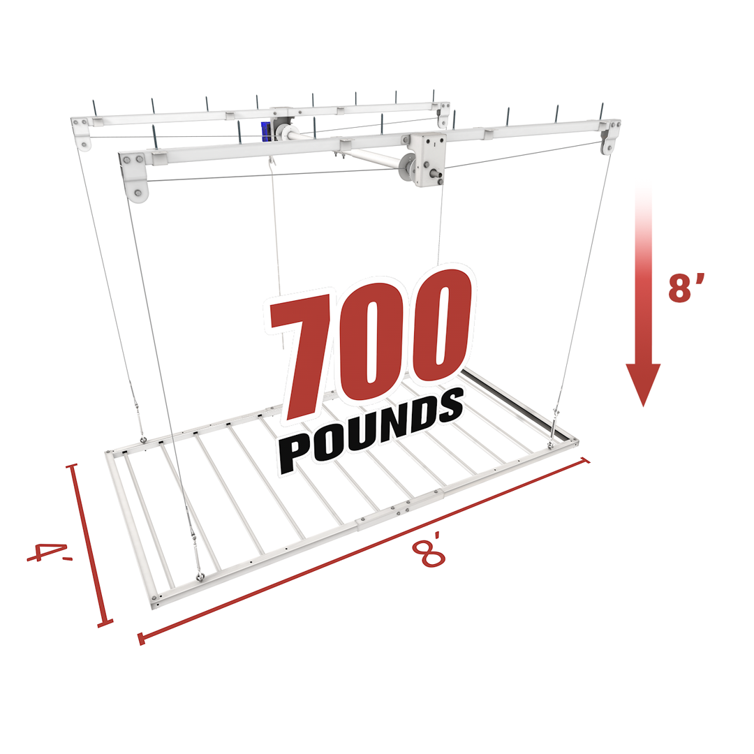 8 Ft Retractable 4x8 Overhead Garage Storage Rack | Ceiling SAM ...