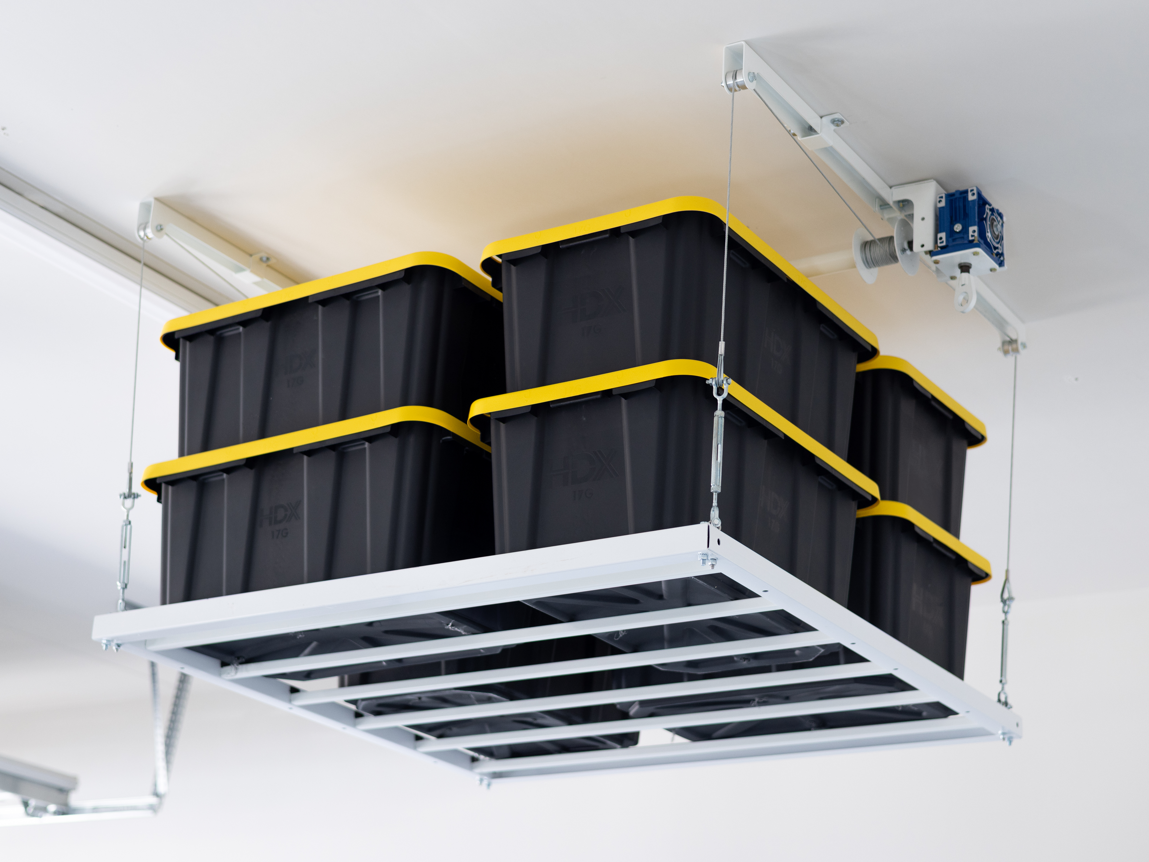 8 Ft Retractable 4x4 Overhead Garage Storage Rack | Ceiling SAM ...